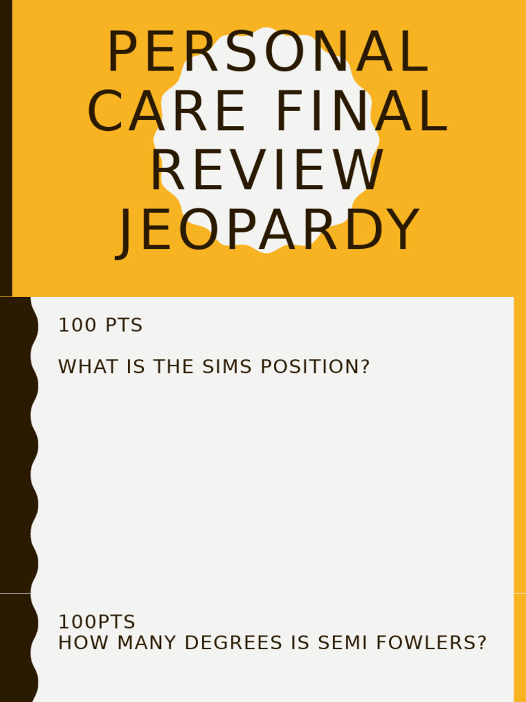 Personal Care Jeopardy Quiz Questions | PDF
