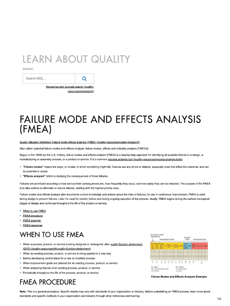 FMEA Process ASQ | PDF