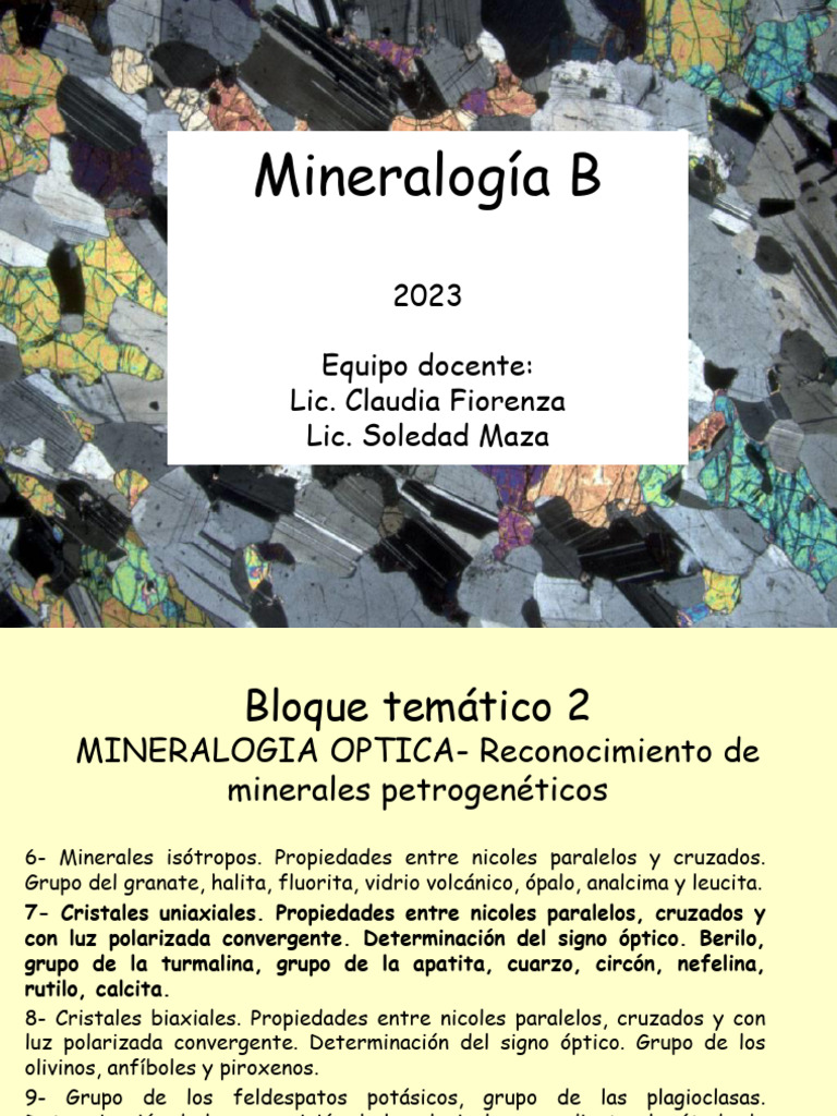 Mineralogía B - Bloque 2 - Unidad 7 | PDF | Minerales | Mineralogía