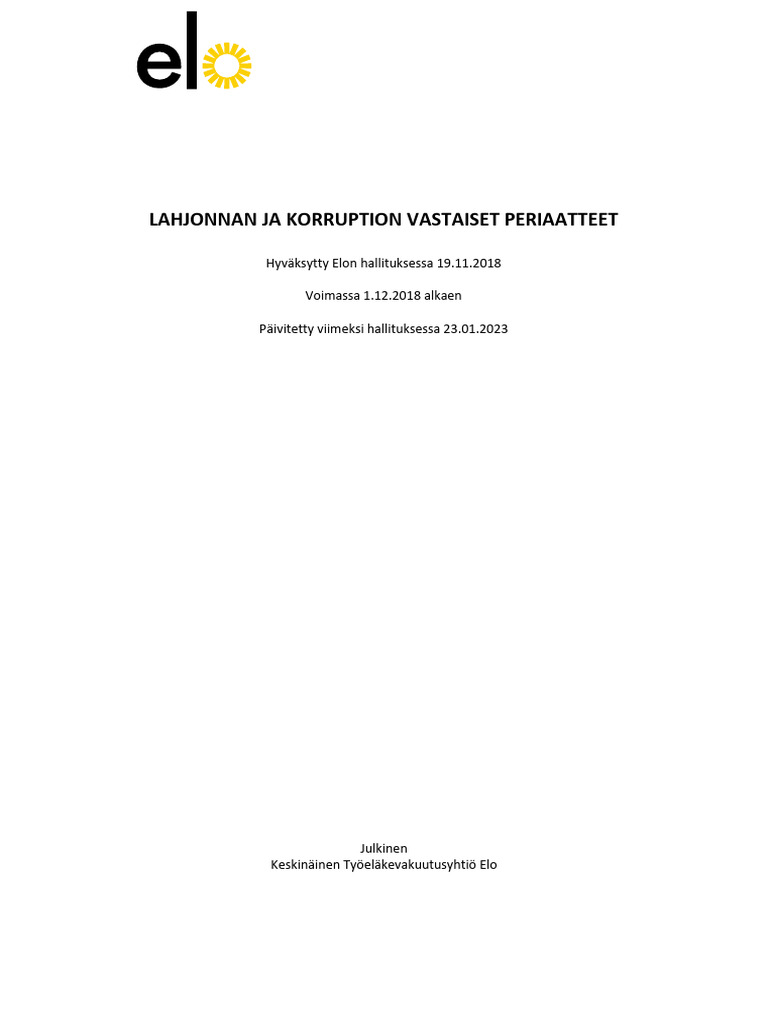 Lahjonnan ja korruption vastaiset periaatteet | PDF