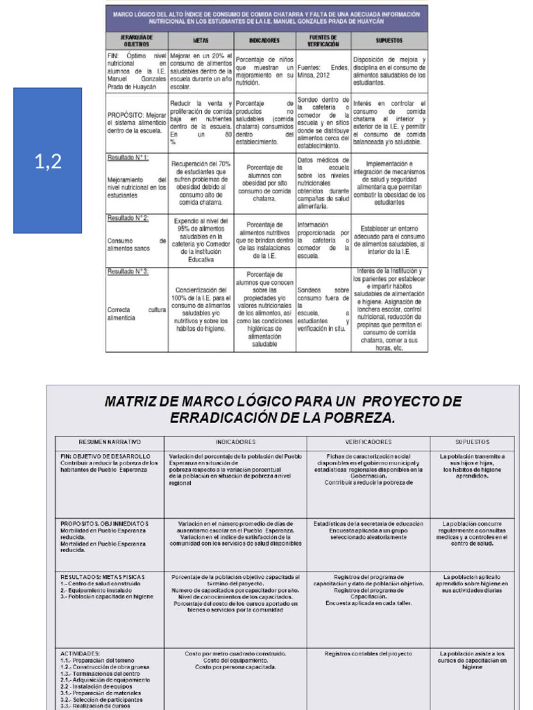 Ejemplos de matriz del marco logico 3 | PDF