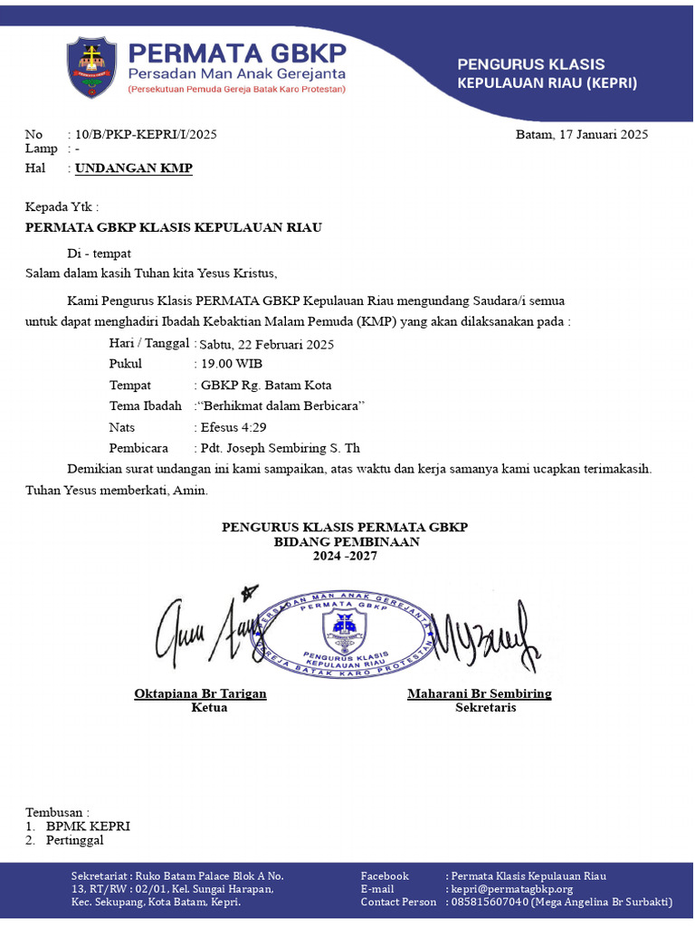 Undangan KMP BATAM KOTA | PDF