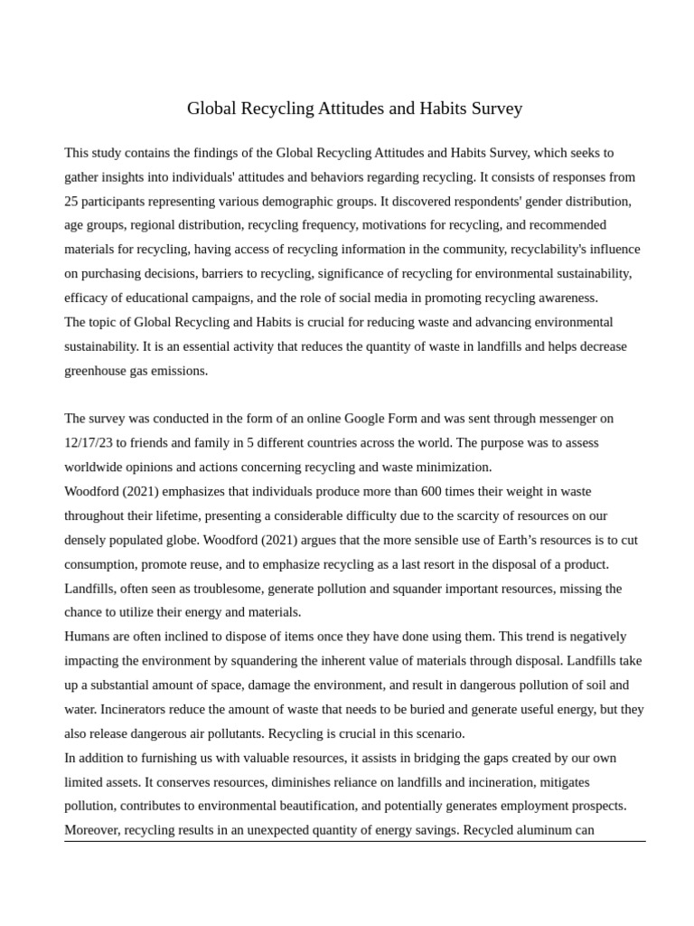 Global Recyling Attitudes Report | PDF | Recycling | Waste