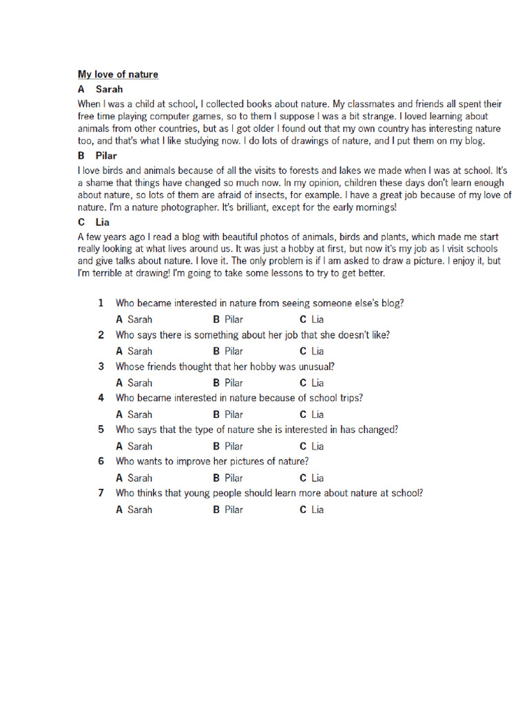 Reading Part 2 | PDF