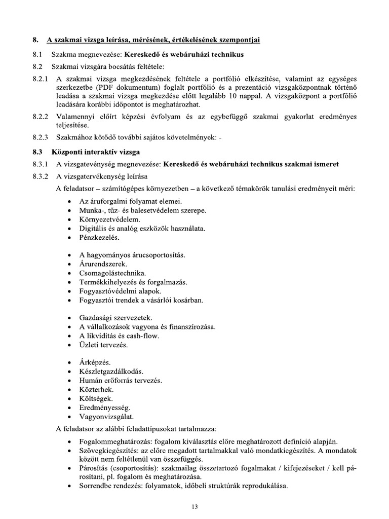 A Szakmai Vizsga És Portfólió | PDF