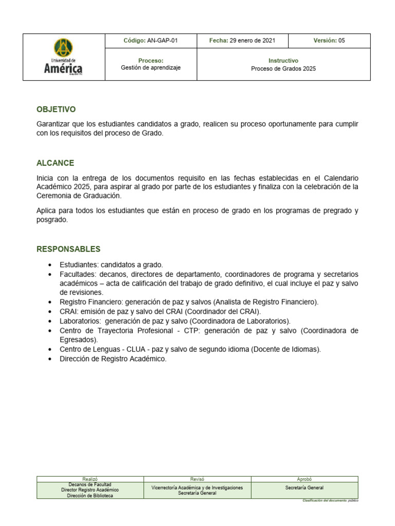 Instructivo Procesos Grado 2025 | PDF