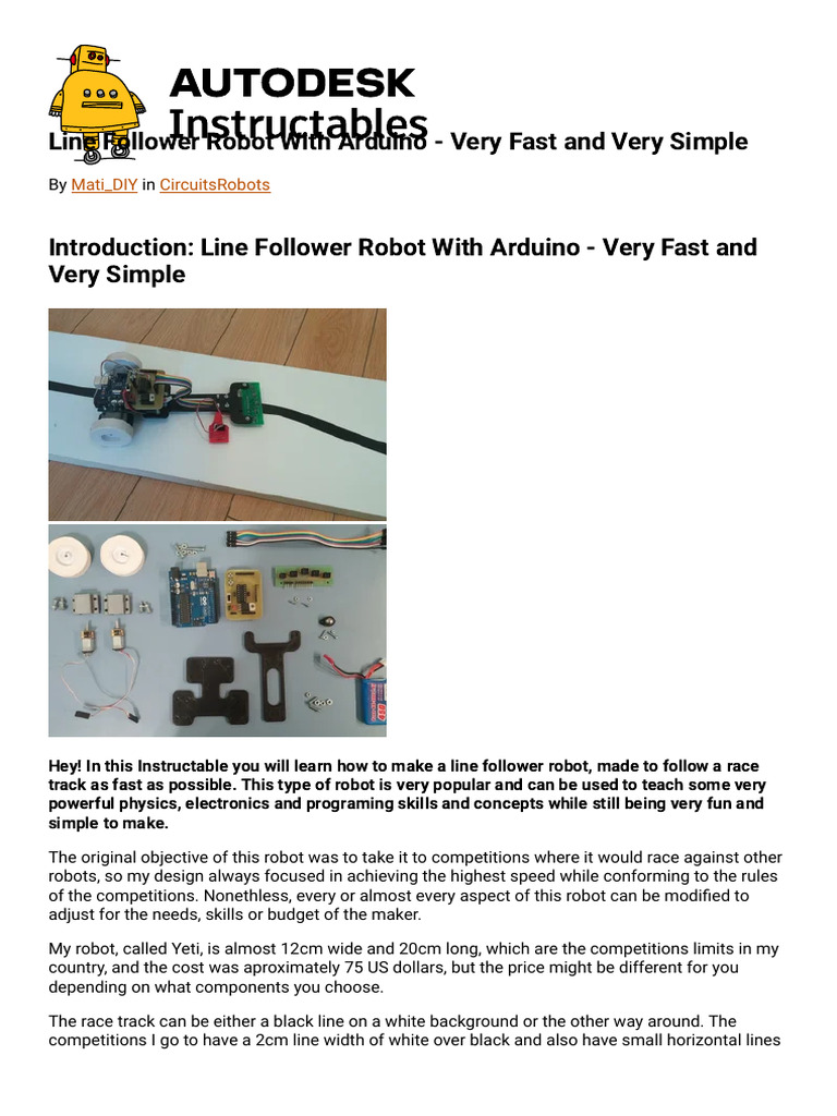 Fast Arduino Line Follower Robot Guide | PDF | Arduino | Electronics