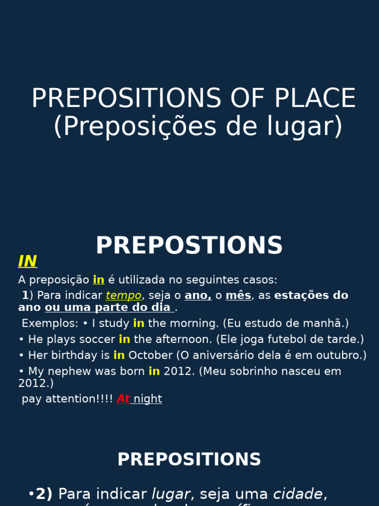 Preposições de Lugar em Inglês | PDF