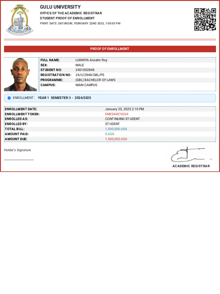 Proof of Enrollment | PDF