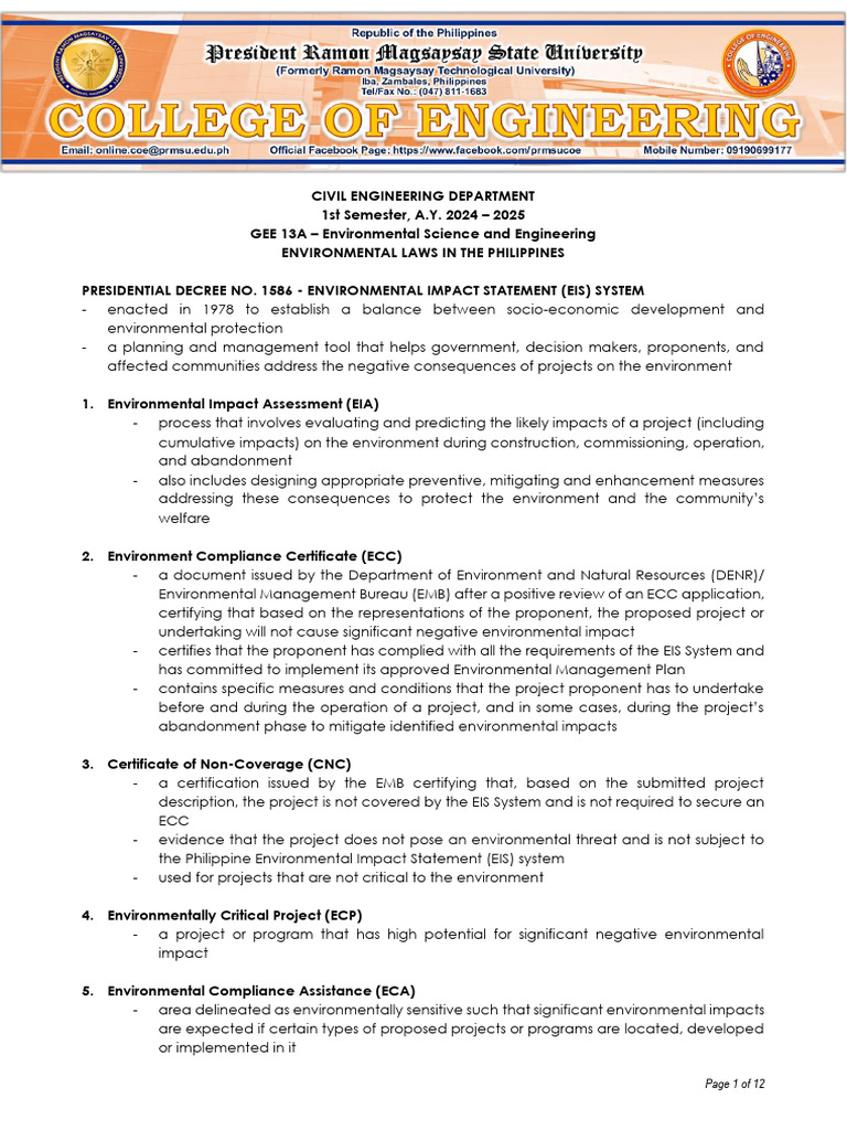 GEE 13 08 Environmental Laws in The Philippines | PDF | Waste ...