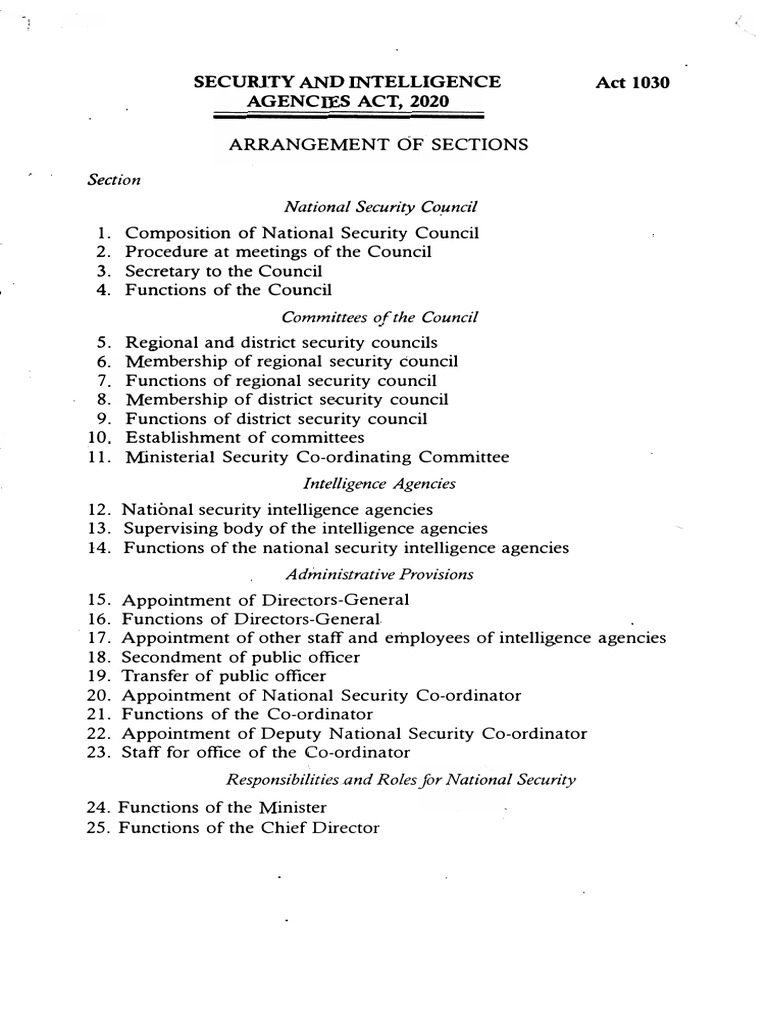 Security and Intelligence Agencies Act 2020 | PDF | Tribunal | American ...