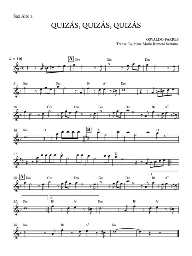 Quizas Quizas Quizas Sax Alto 1 - 1 | PDF