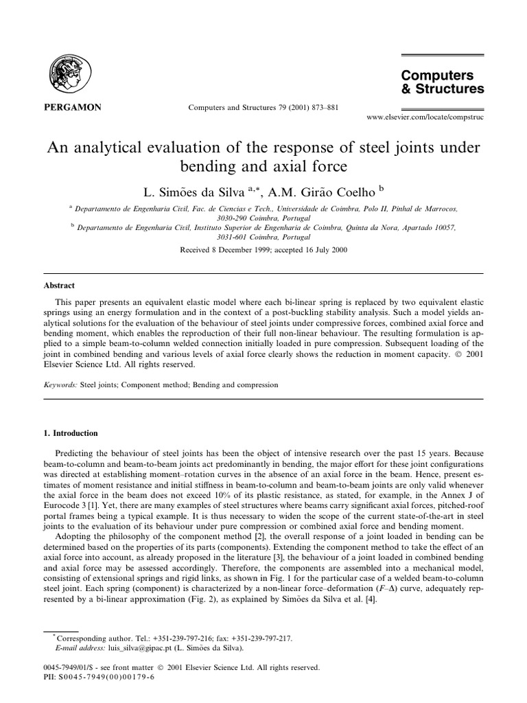 An Analytical Evaluation of The Response of Steel Joints Under | PDF ...