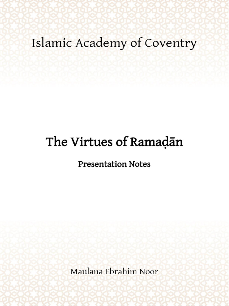 Ramadan Workshop 2025 Notes | PDF | Surah