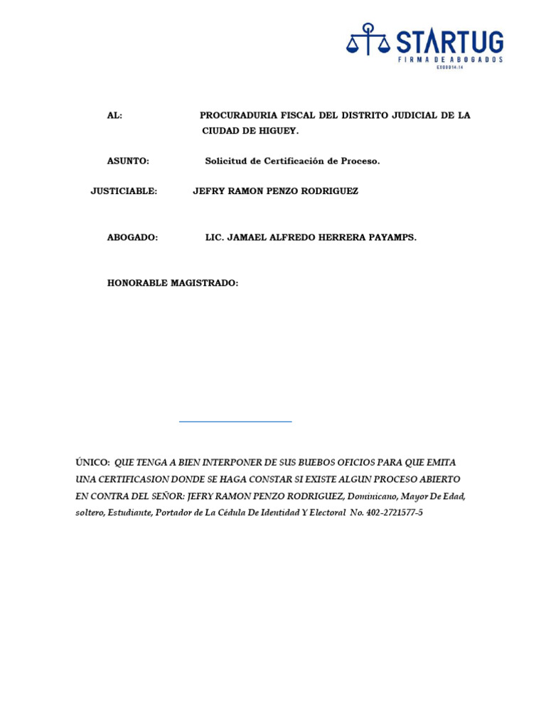 Solicitud de Certificación Judicial | PDF