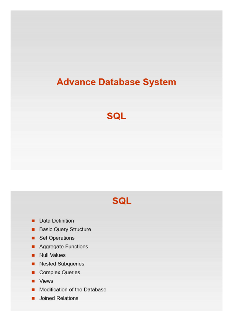 Advanced SQL Database Concepts Guide | PDF | Relational Model | Sql