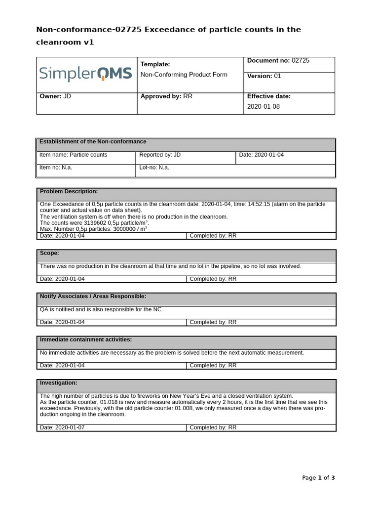 Non Conformance Example | PDF | Safety