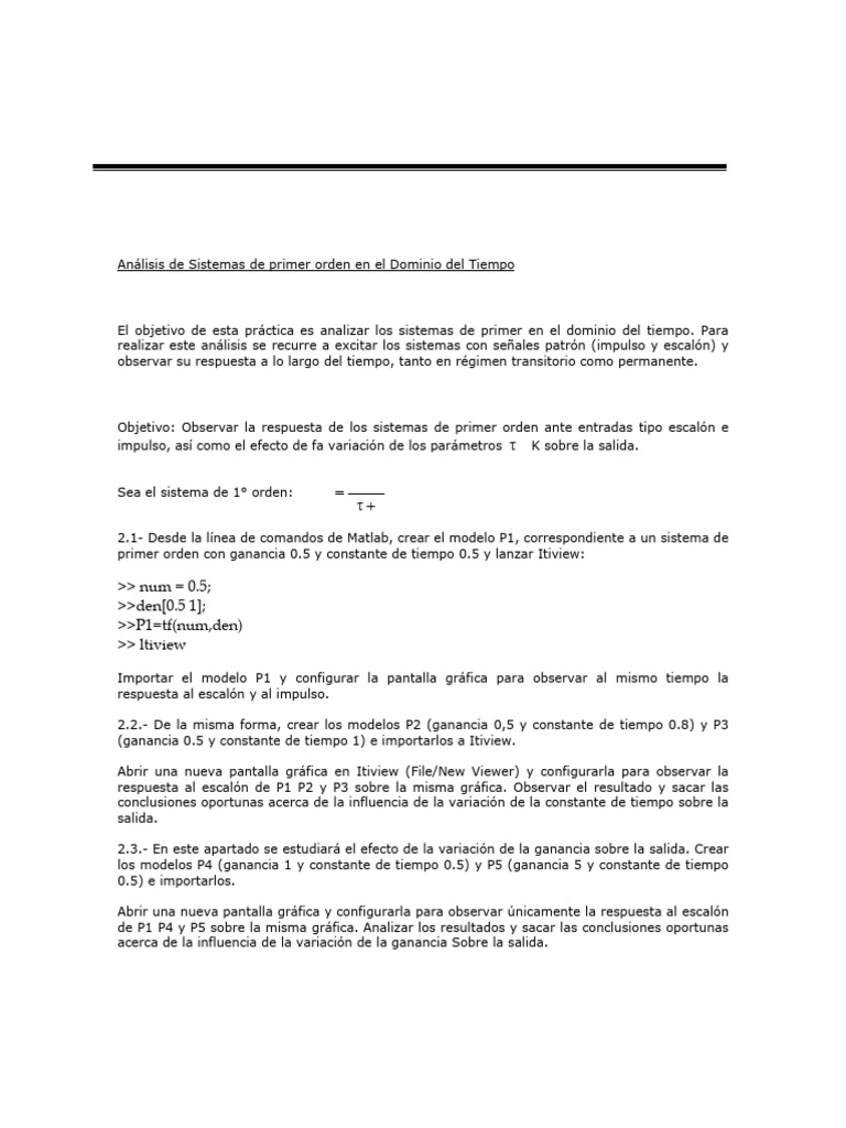 Análisis de Sistemas Lineales en Matlab | PDF | Sistema de control ...