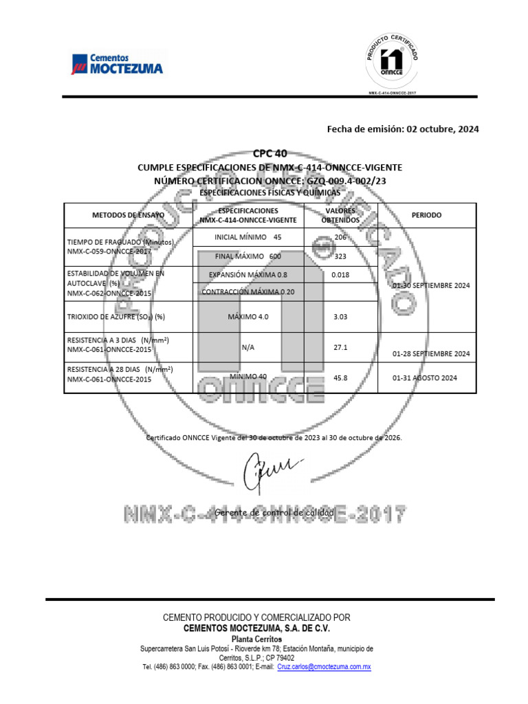 Informe de Resultados CPC 40 - OCTUBRE - 2024 | PDF | Sector secundario de la economía ...