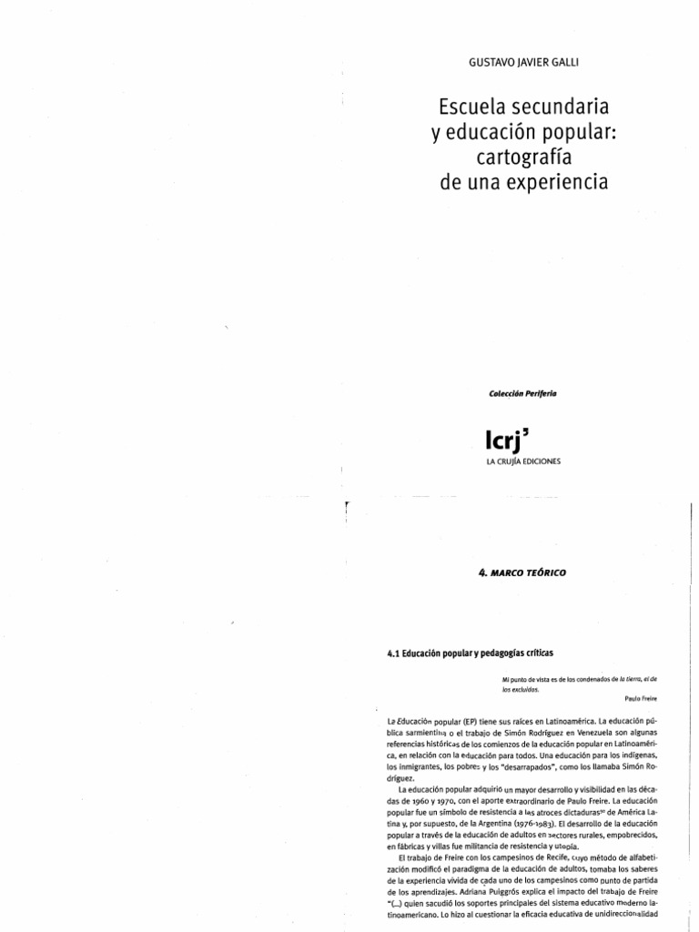 GALLI - Escuela Secundaria y Educacion Popular - CAP 4 | PDF