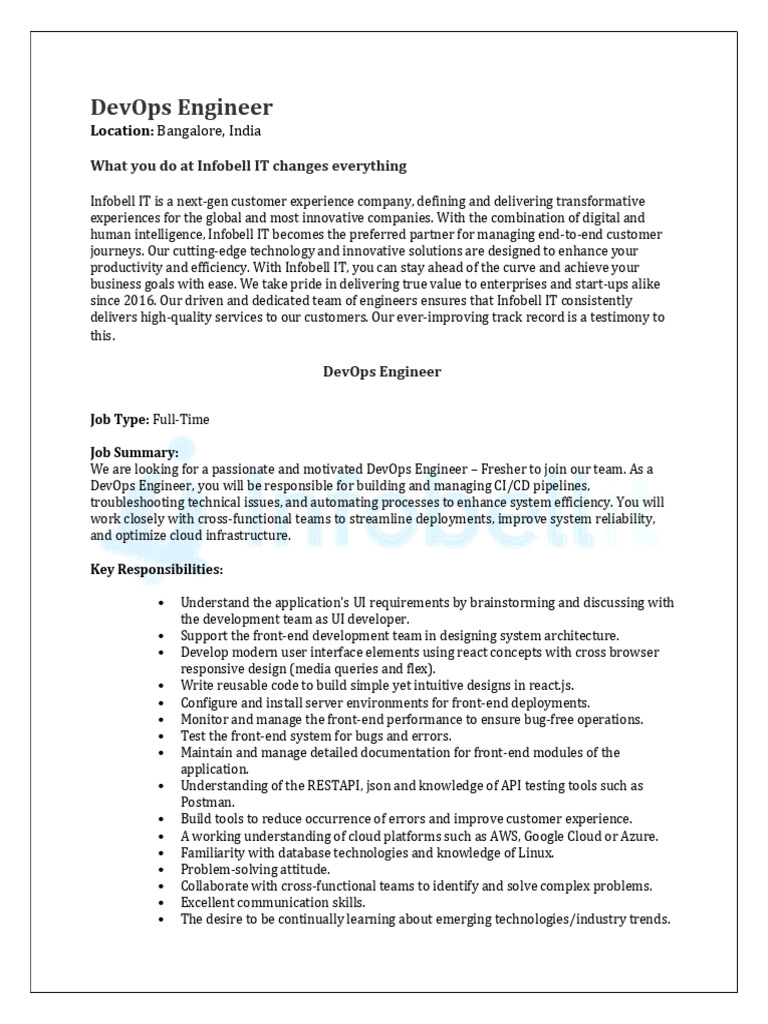 Devops Engineer: Bangalore, India | PDF | Cloud Computing | User Interface
