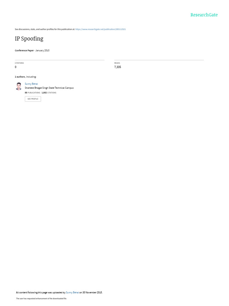 Ip Spoofing Published in Ieee Explore | PDF | Denial Of Service Attack ...