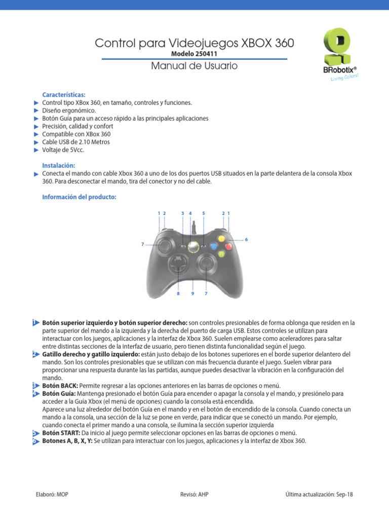 Control para Videojuegos XBOX 360: Manual de Usuario | PDF | Xbox ...