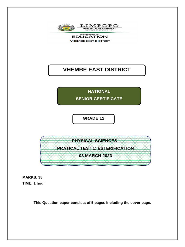 Grade 12 Esterification Practical Test | PDF | Ester | Ethanol