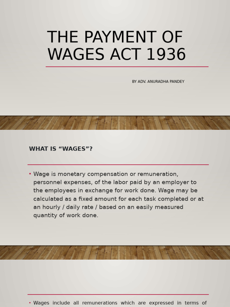 The Payment of Wages Act 1936 | PDF | Employment | Wage
