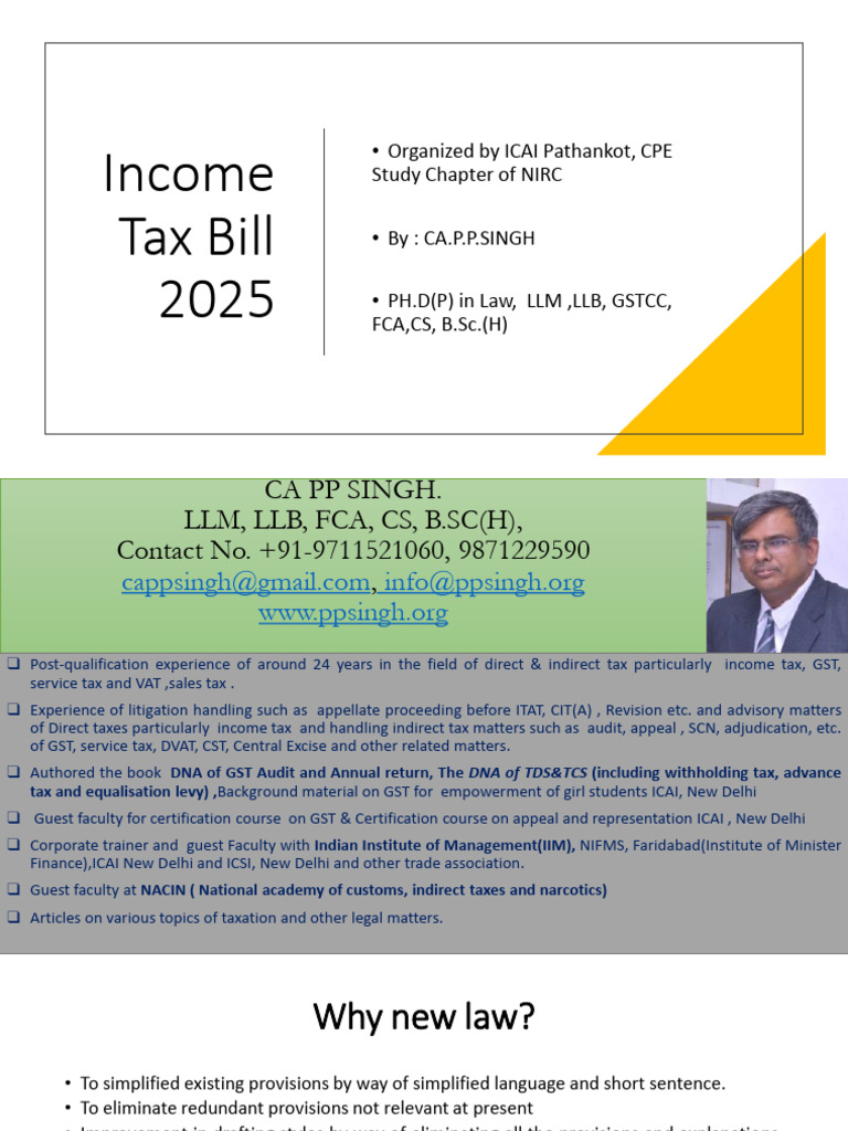 Income Tax Bill 2025 Overview | PDF | Tax Deduction | Taxes