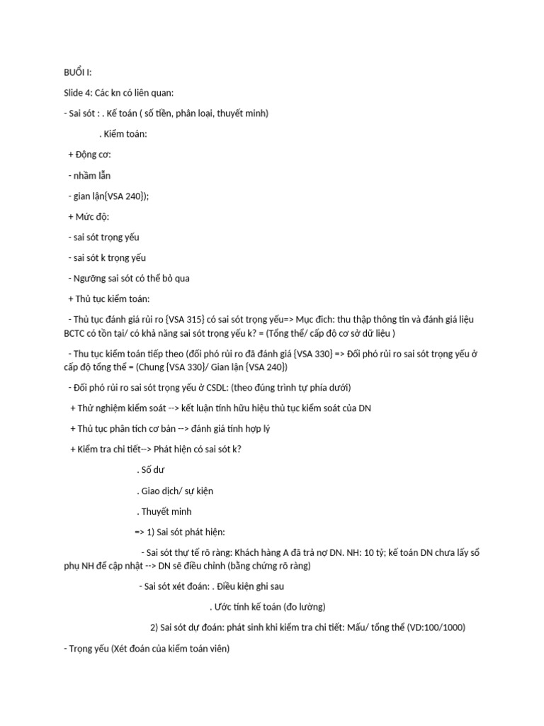 Note Kiểm toán BCTC | PDF