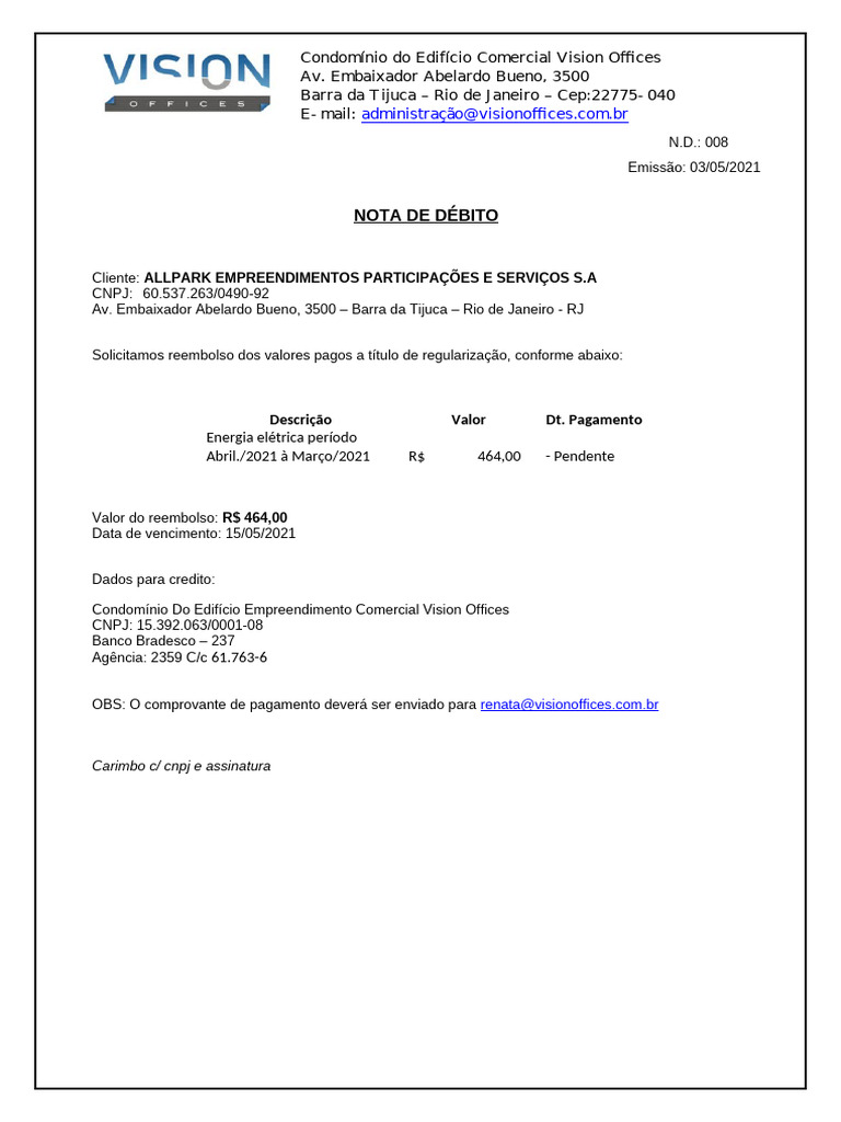 Nota de débito - modelo | PDF