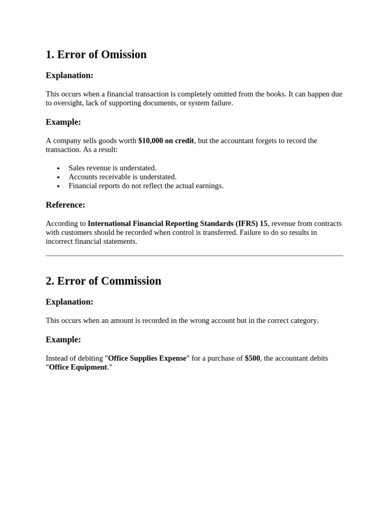 Common Accounting Errors Explained | PDF