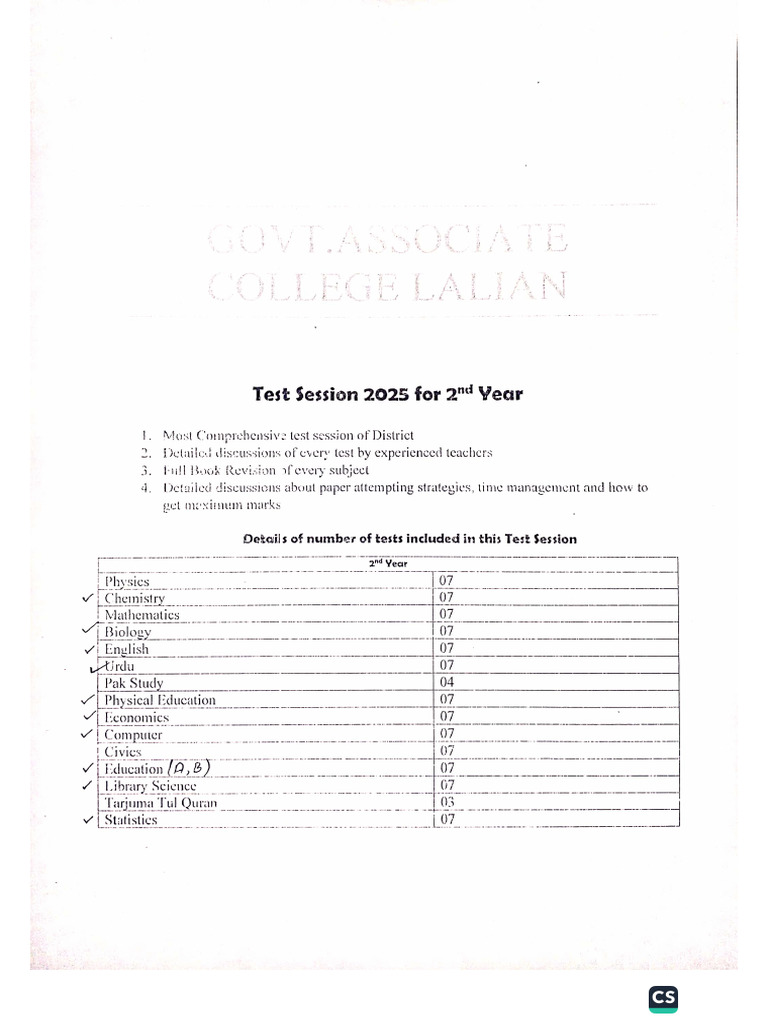 2025 2nd Year Syllabus Overview | PDF