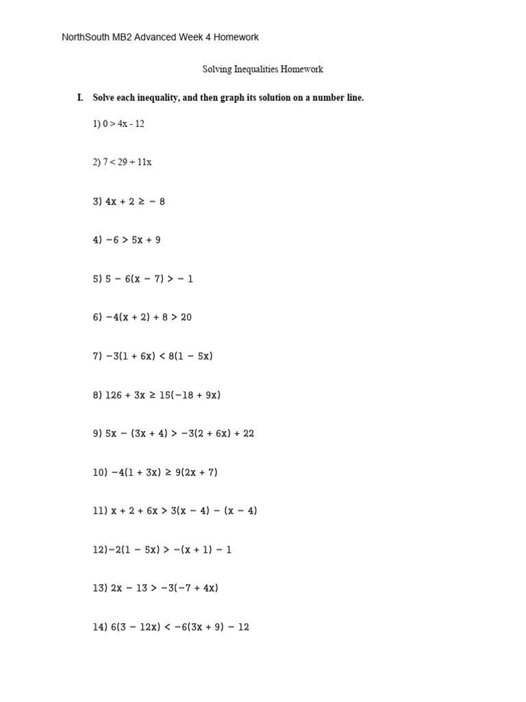 Inequalities Homework | PDF