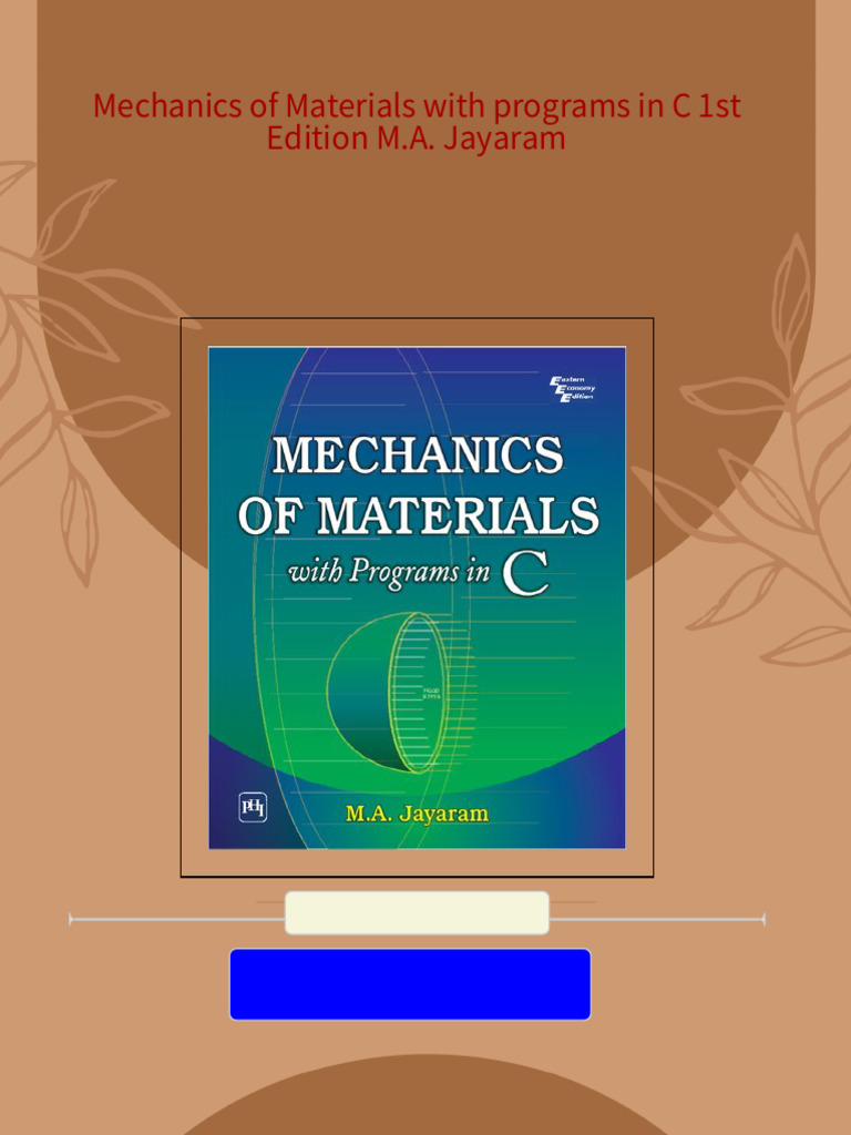 Mechanics of Materials with programs in C 1st Edition M.A. Jayaram ...