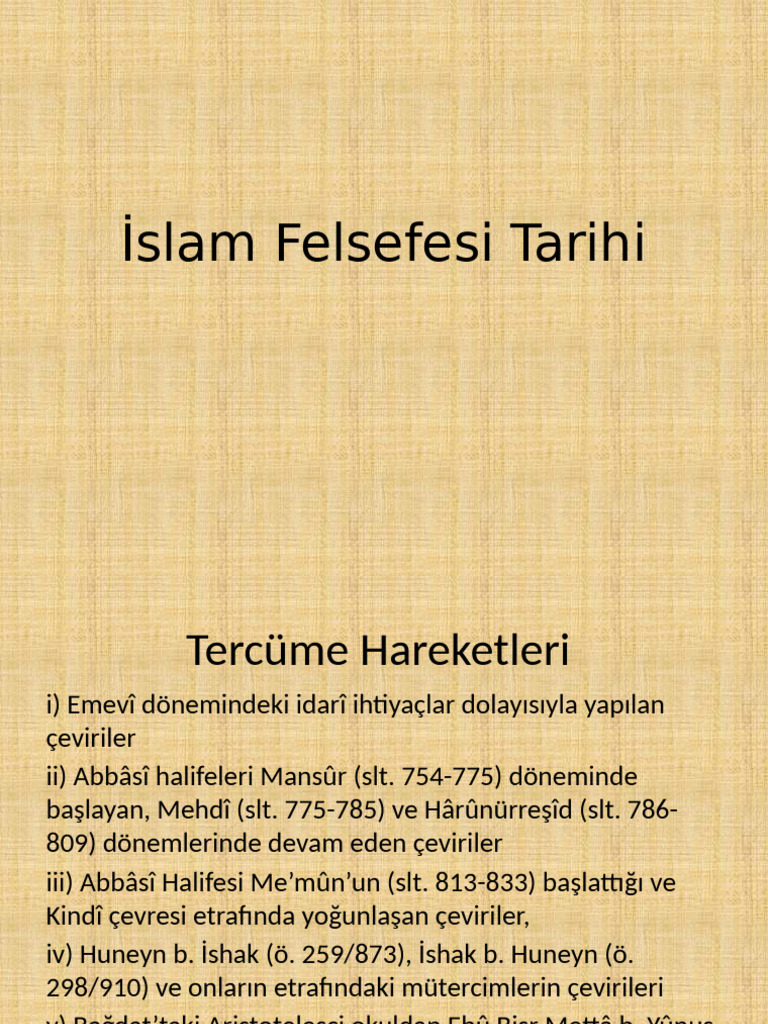 İslam Felsefesi Tarihi - Vize Sonrası (1) | PDF