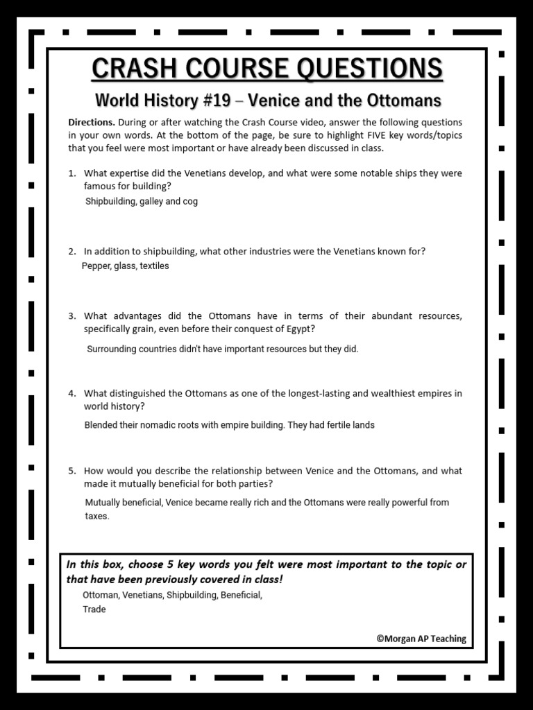 Crash Course Worksheet | PDF