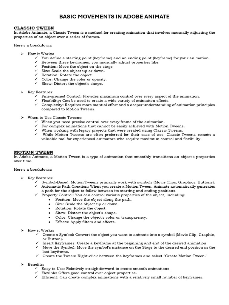 BASIC-MOVEMENTS-IN-ADOBE-ANIMATE | PDF | Computer Animation | Animation