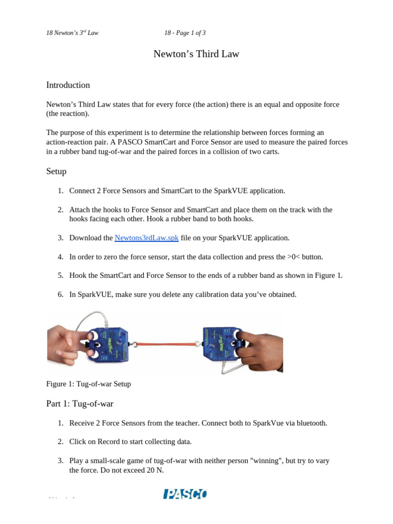 Newtons 3rd Law PASCO Lab | PDF | Force | Mechanics