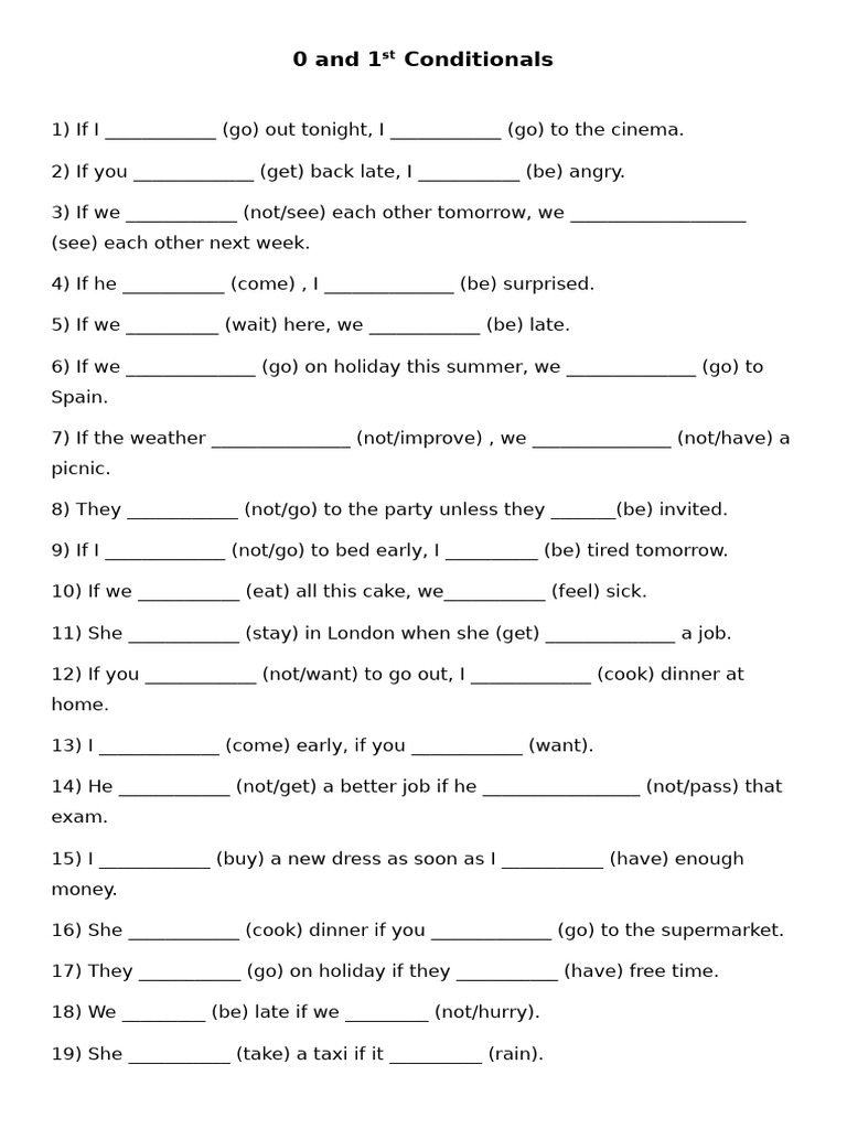 0 and first Conditional | PDF