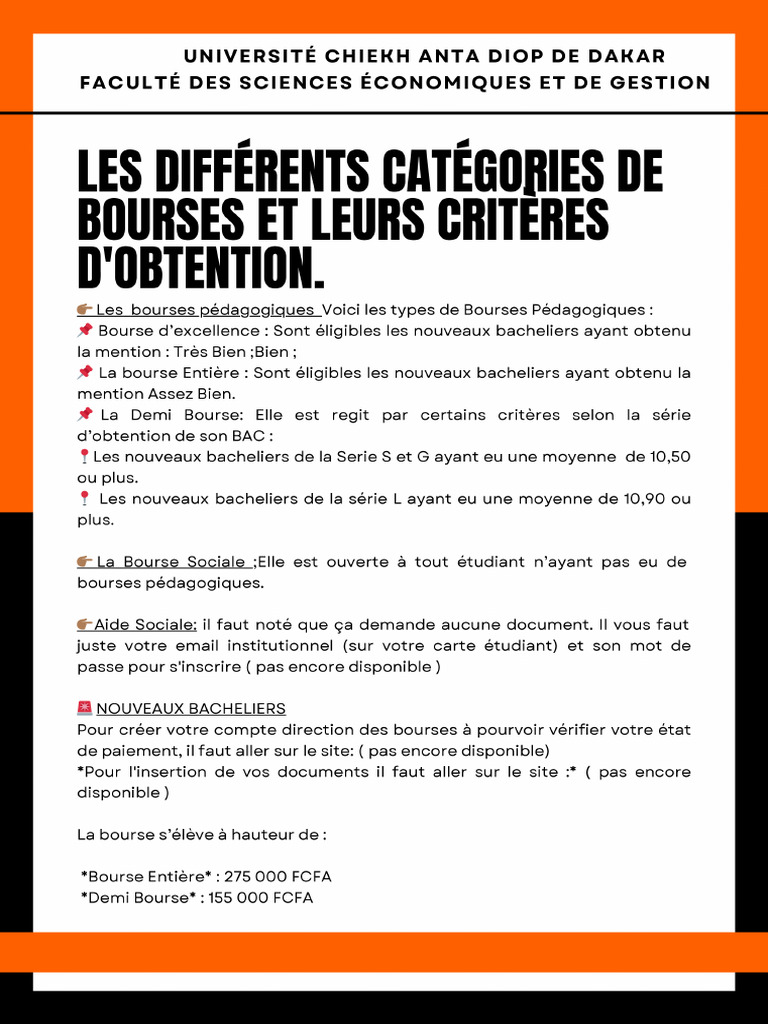 Les Différents Catégories de Bourses Et Leurs Critères D'obtention. | PDF