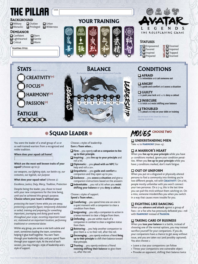 The Pillar Form (Avatar Legends) | PDF