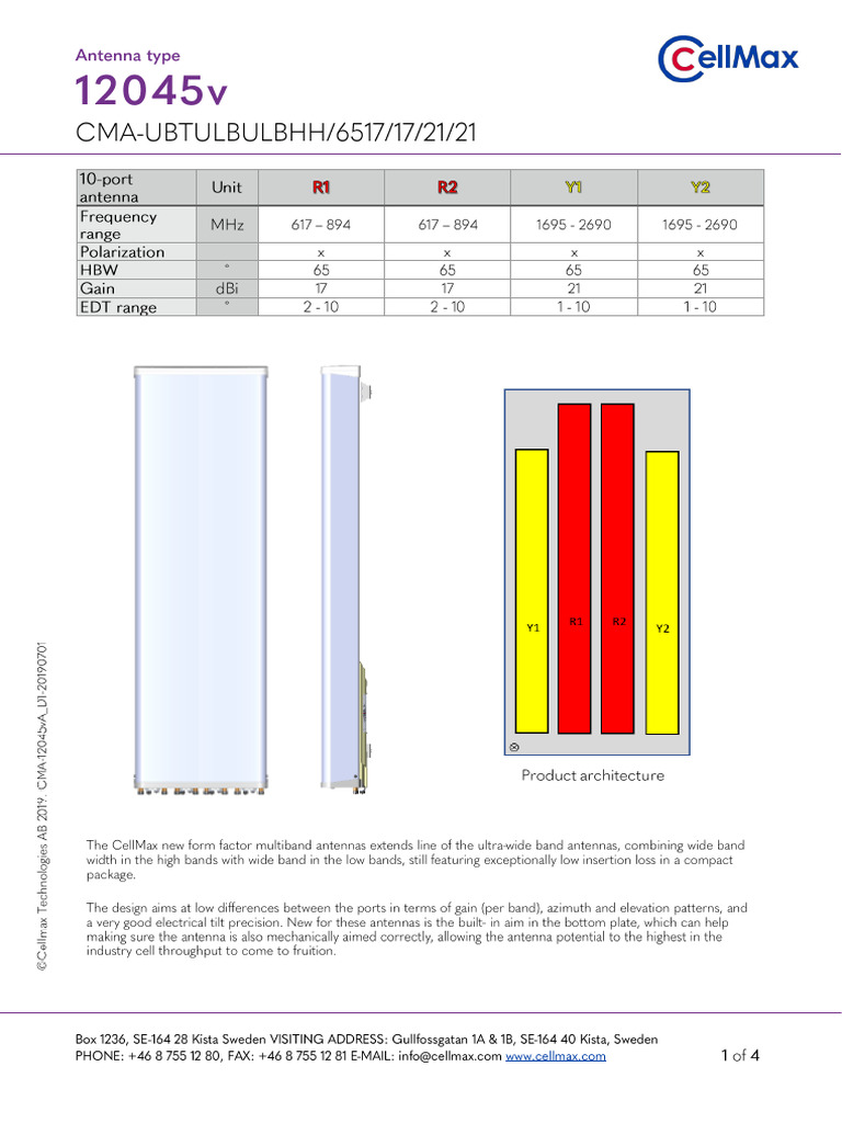 Cellmax CMA-UBTULBULBHH-6517-17-21-21 Spec Sheet | PDF