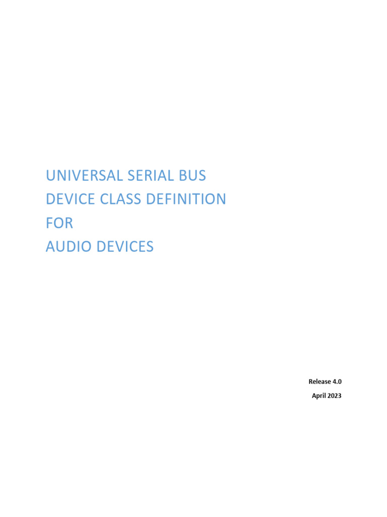 USB Device Class Specification For Audio Devices Version 4 0 | PDF ...