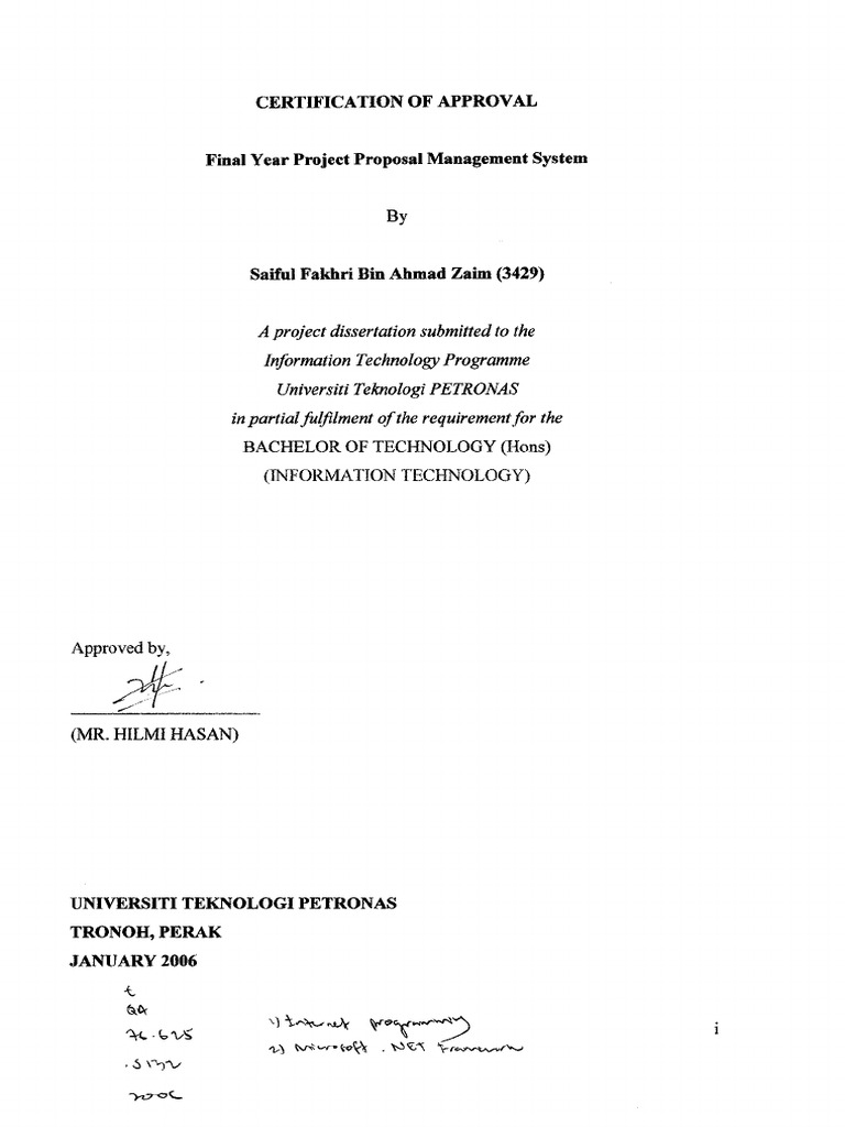 2006 - Final Year Project Proposal Management System | PDF | World Wide Web | Internet & Web