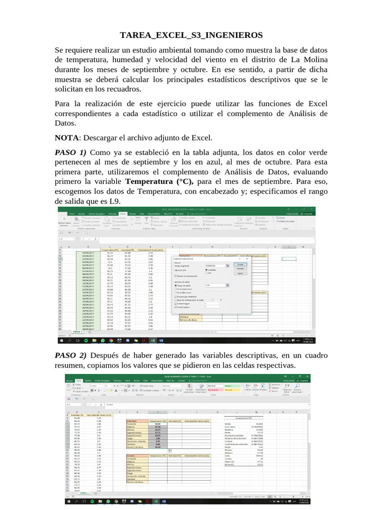 Tarea Excel S3 Ingenieros | PDF