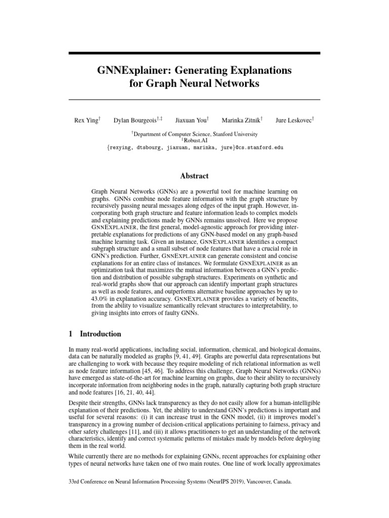 GNNExplainer | PDF | Applied Mathematics | Theoretical Computer Science