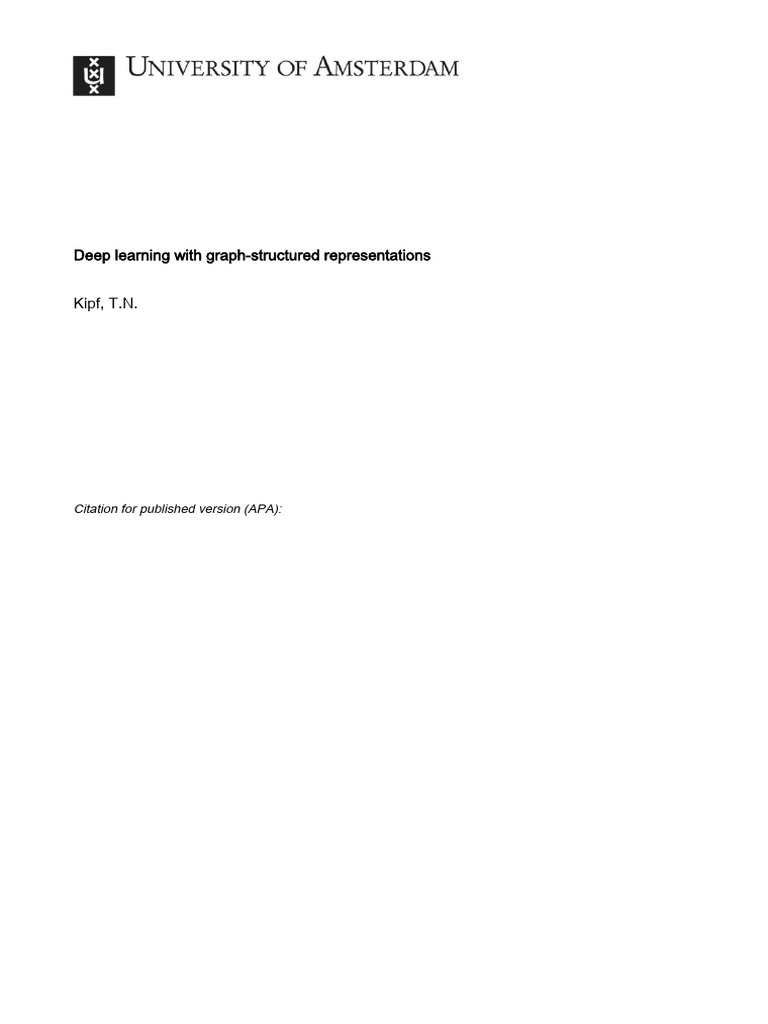 Thesis Kipf | PDF | Deep Learning | Machine Learning