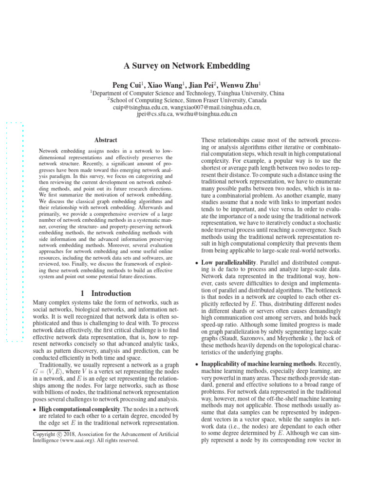 A Survey On Network Embedding | PDF | Machine Learning | Matrix (Mathematics)